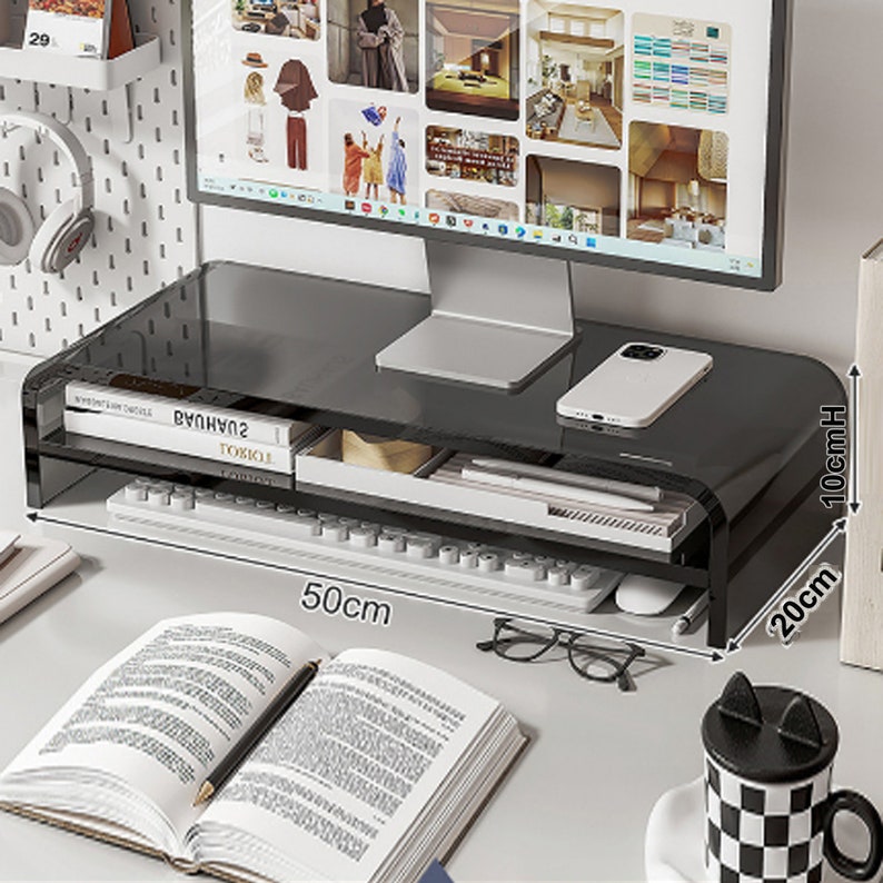 Custom Home Clear Acrylic Monitor Stand Tabletop Laptop PC Computer ...