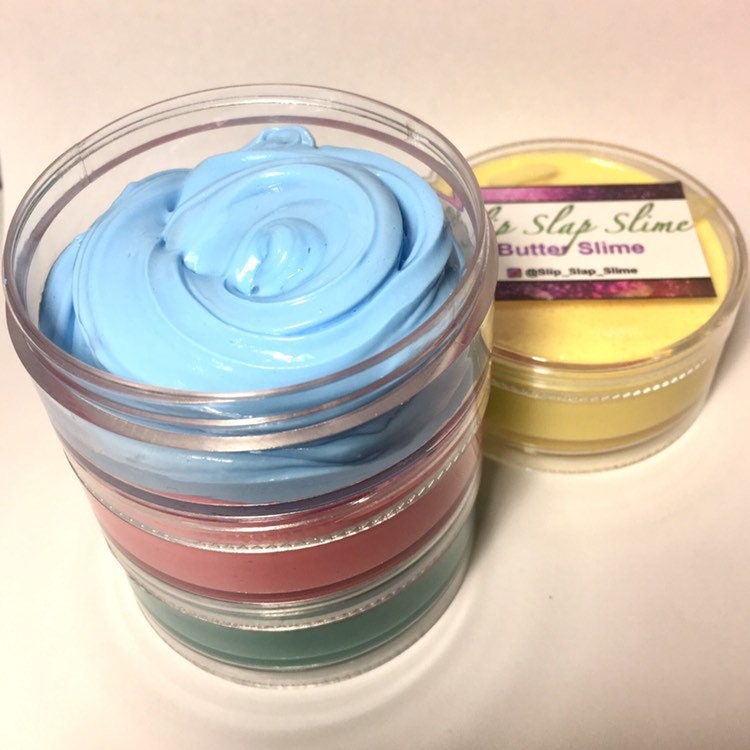 4 Pack Rainbow Butter Slime Yellow Pink Blue Aqua Stretchy - Etsy