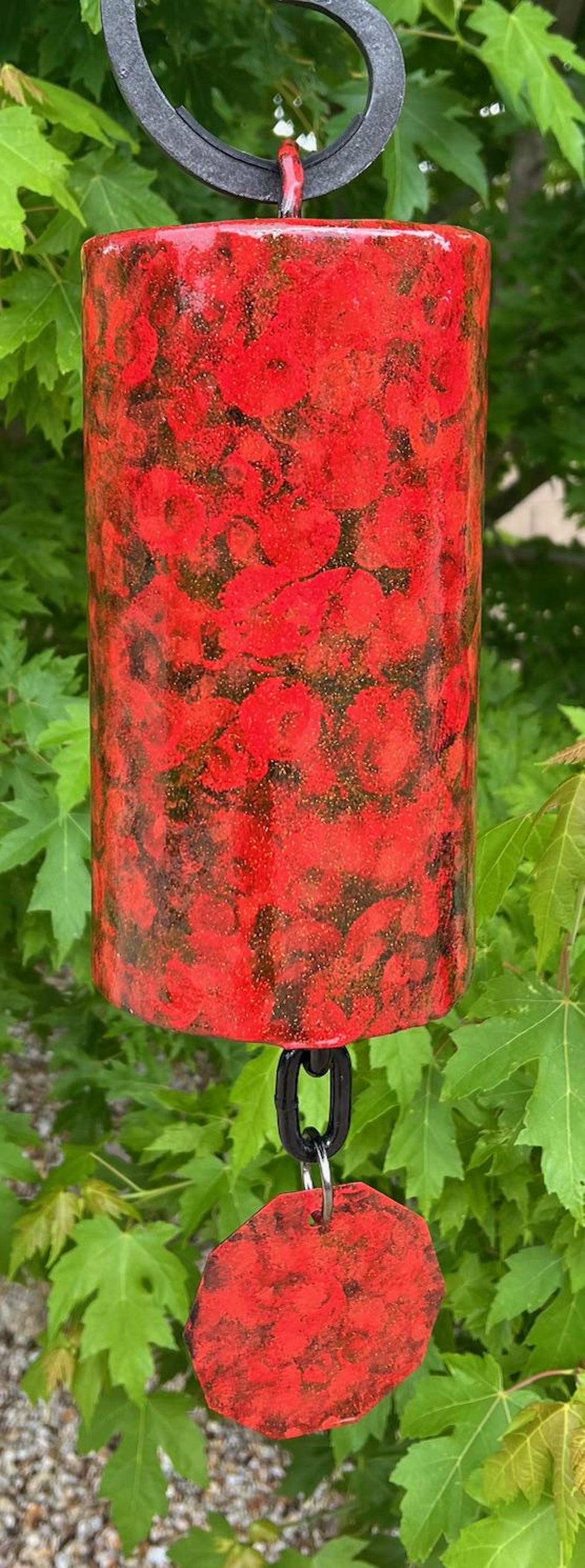 Steel Cylinder Tank Bell Red Roses Black Rustic Gong Entryway Wind ...