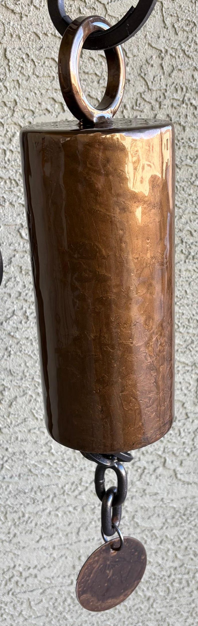Steel Cylinder Tank Bell Wind Chime: Deep Bronze Rustic Gong Yard Art ...