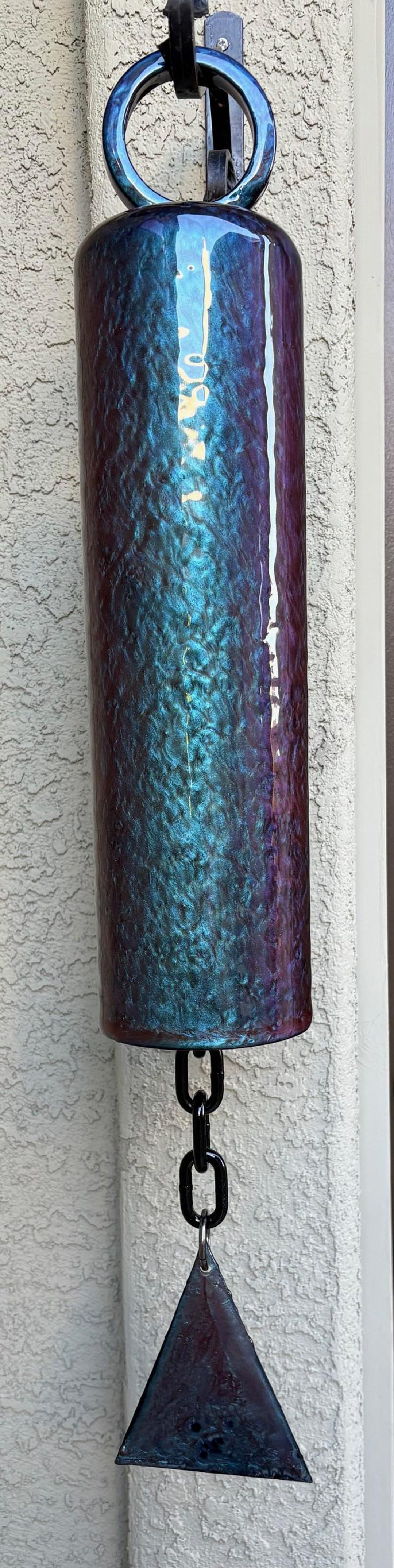 Steel Cylinder Tank Bell Wind Chime: Majestic Blue Royal Purple Rustic ...