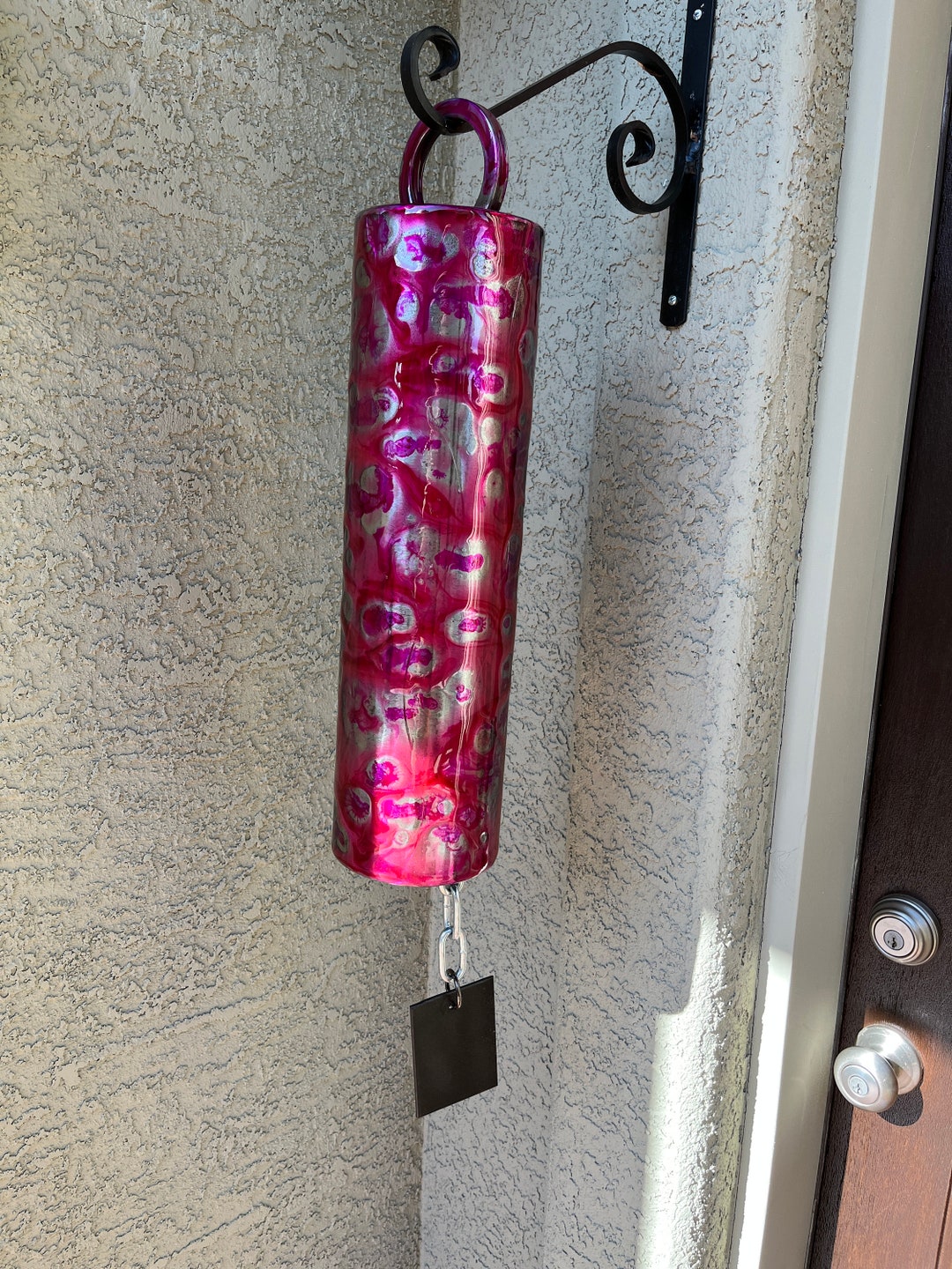 Wind Chime Cylinder Bell deep Pink Mystery Garden Sound Sculpture ...