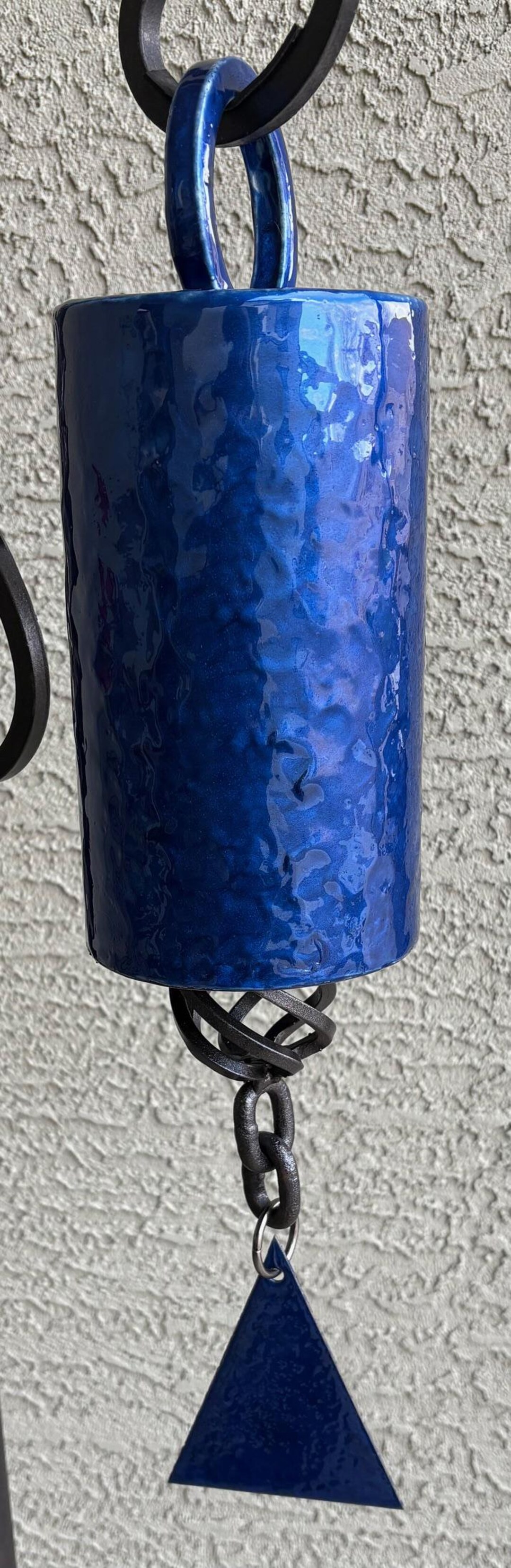 Steel Cylinder Tank Bell Wind Chime: Deep Blue Rustic Gong Yard Art - Etsy