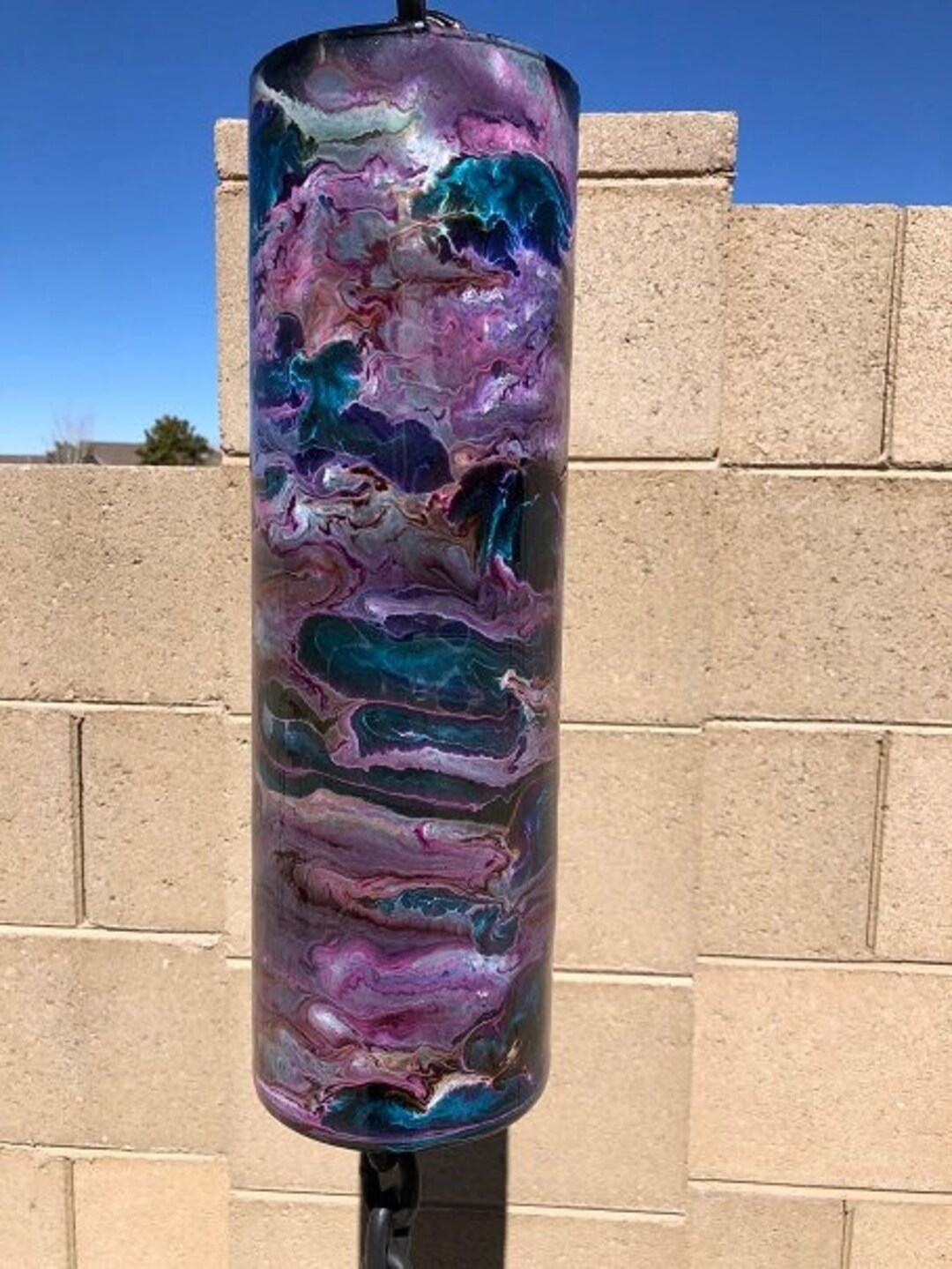 Steel Cylinder Tank Bell Wind Chime Sound Sculpture Purple Ocean Waves ...