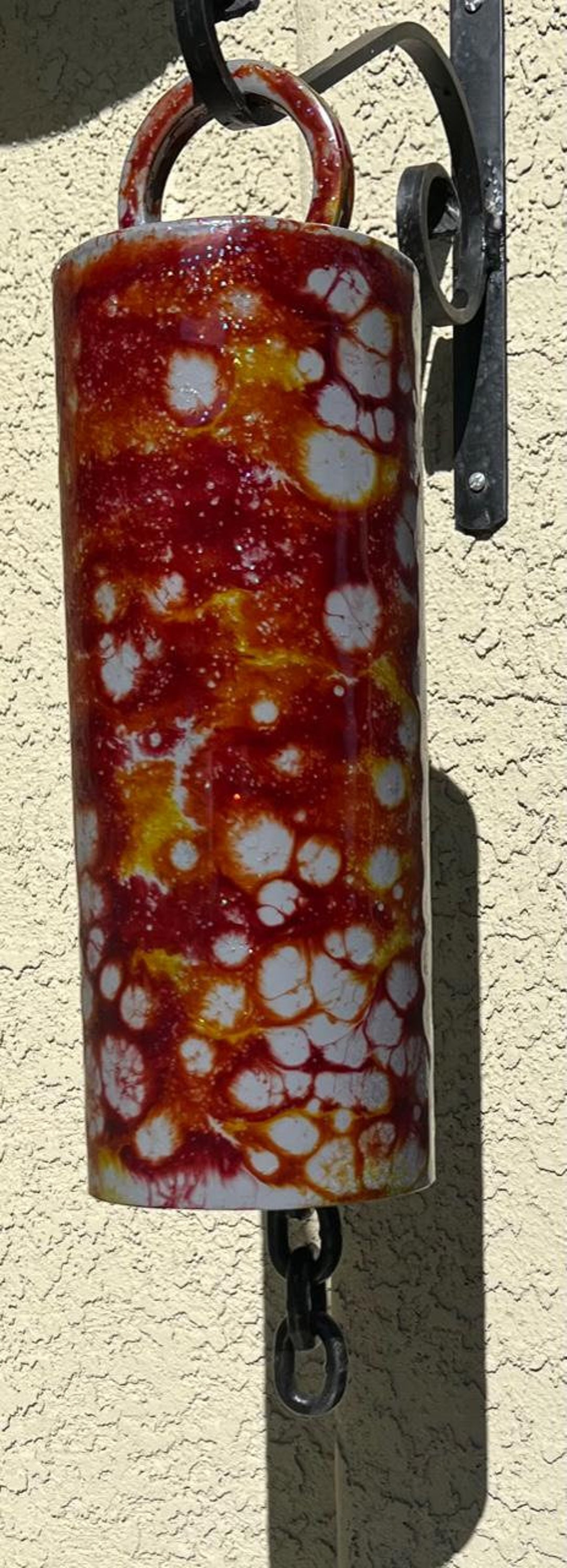 Steel Cylinder Tank Bell Abstract Orange Gray Pink Rustic Gong Entryway ...