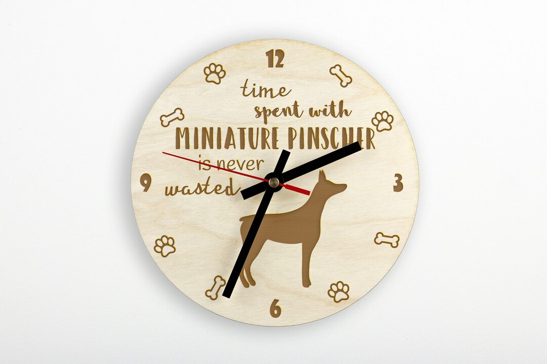 Miniature Pinscher A Clock With a Dog, Wooden Clock, Wall Clock for Dog ...