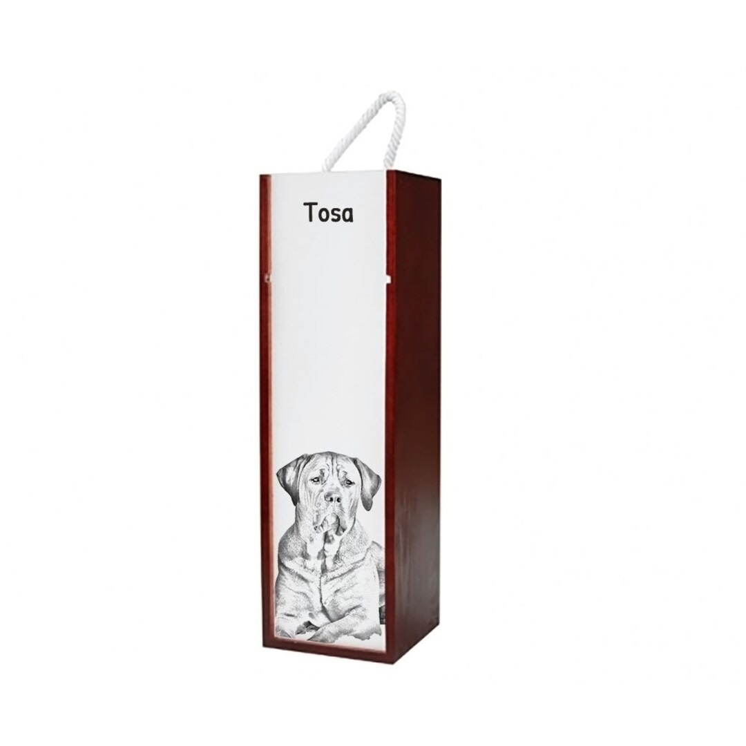 Tosa Wine Box With a Dog. Sketch Style Graphic. Wooden Wine Box. Box ...