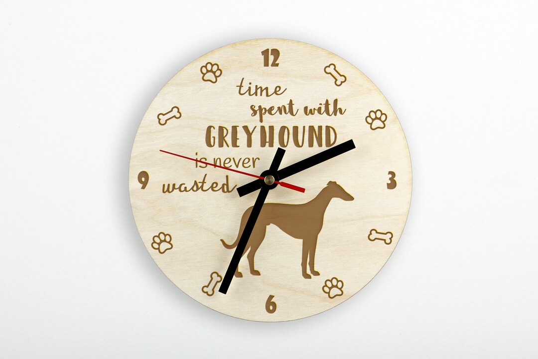 Greyhound A Clock With a Dog, Wooden Clock, Wall Clock for Dog Lovers ...