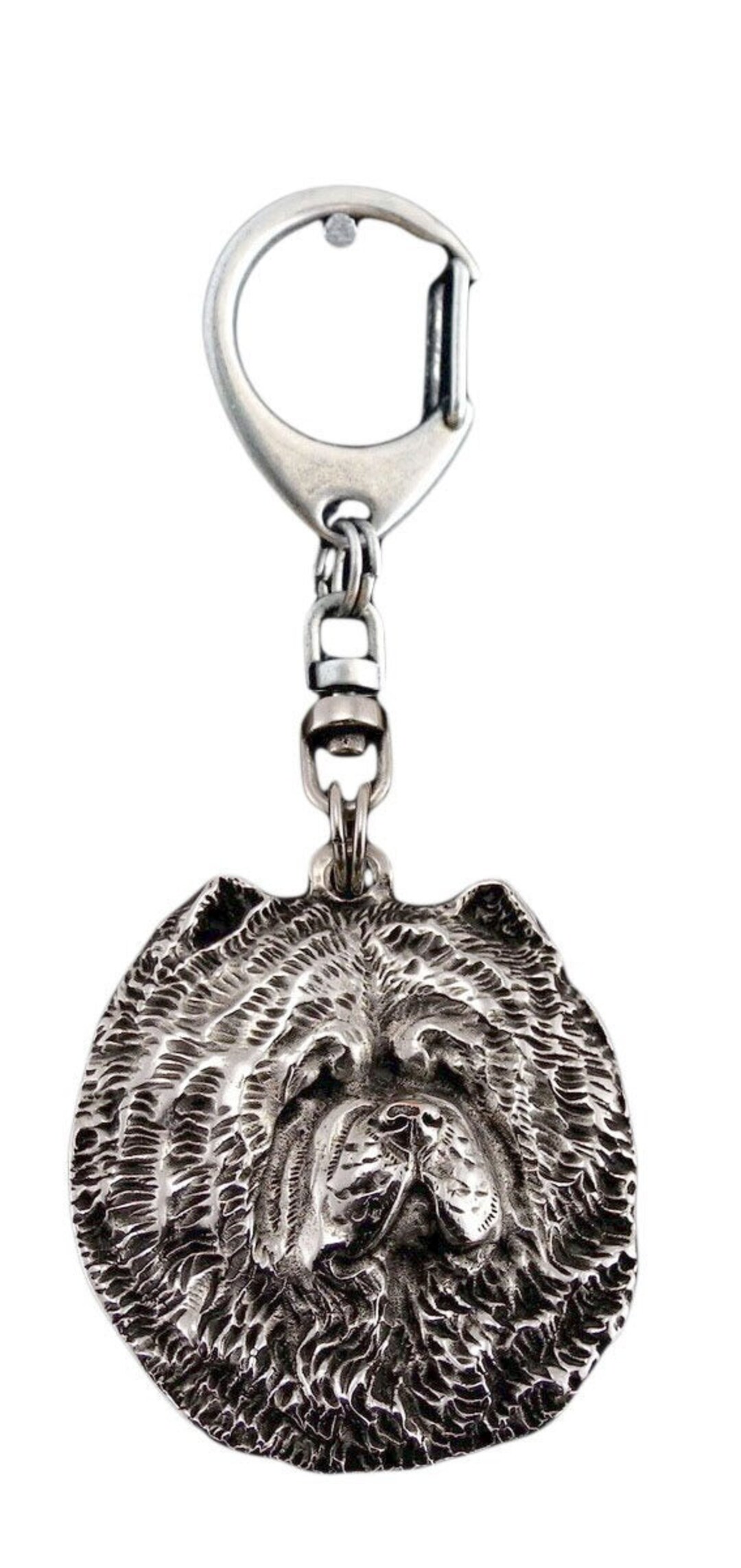 Chow Chow Keyring, Silver Plated Keychain, Key Ring With a Dog, Solid ...