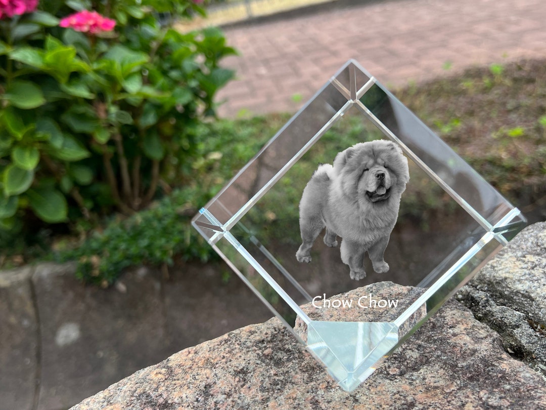 Chow Chow Crystal Cube With a Dog, Engraved Crystal Cube, Custom ...