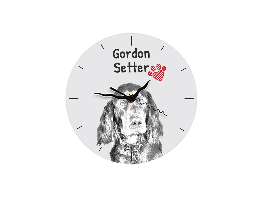 A Clock With a Dog ,gordon Setter, MDF Clock, a Wall and Table Clock ...