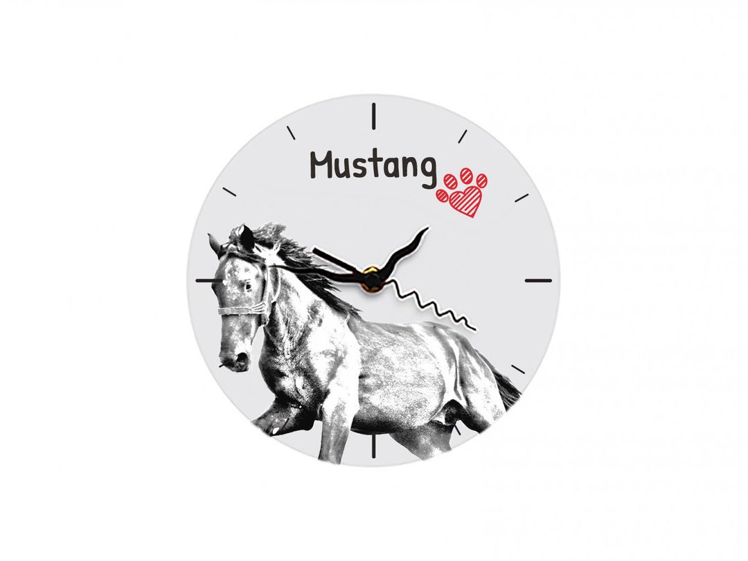 A Clock With a Horse, Mustang, MDF Clock, a Wall and Table Clock for ...
