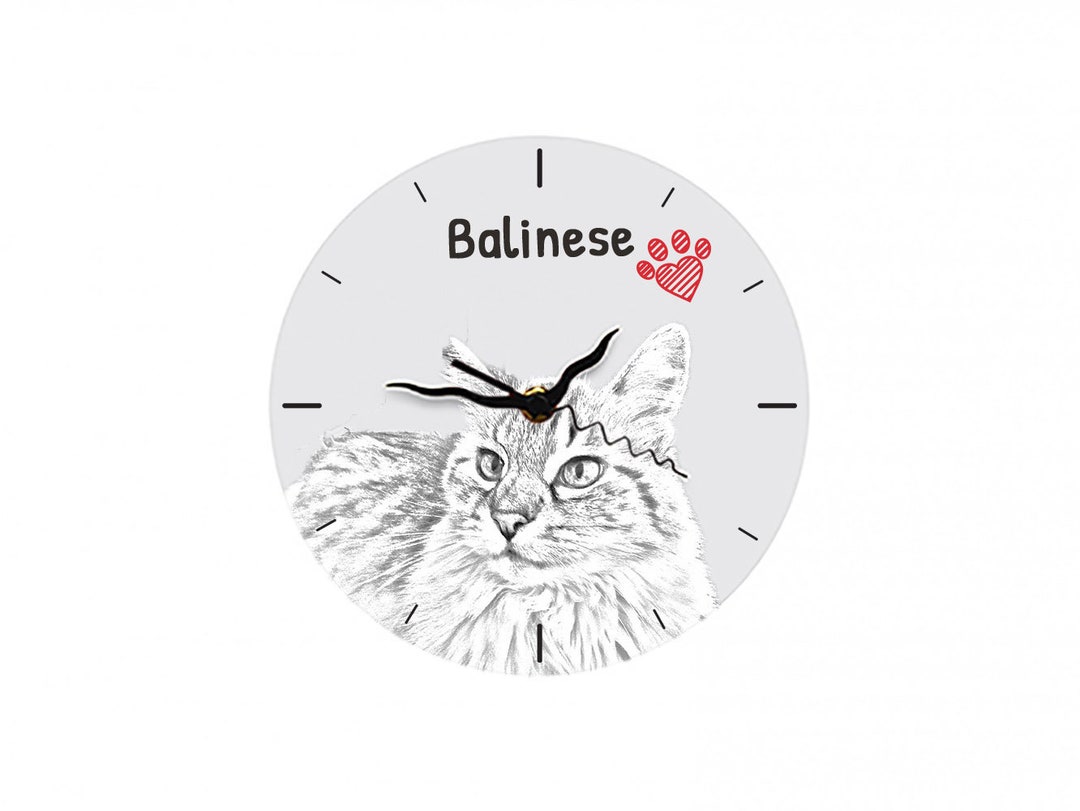 A Clock With a Cat, Balinese, MDF Clock, a Wall and Table Clock for Cat ...