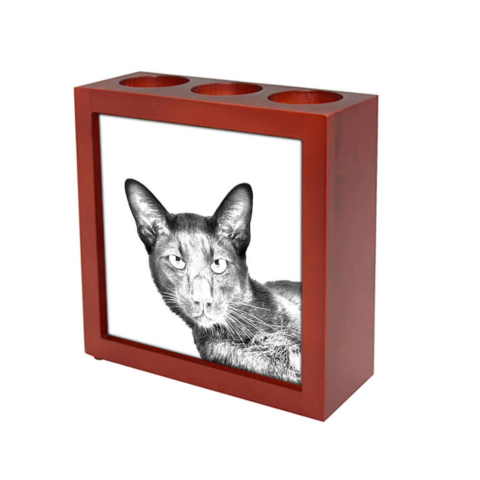 Havana Brown Cat Pen Holder With Cat Wooden Pencil Stand With - Etsy