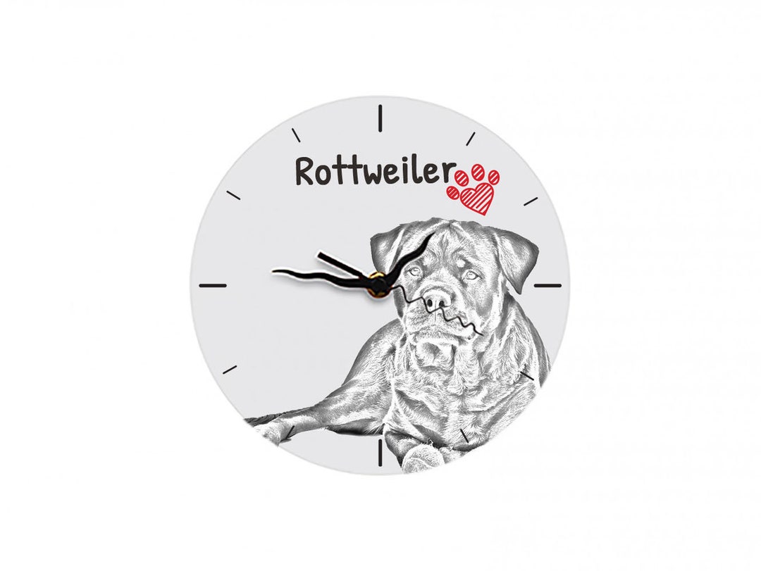 A Clock With a Dog, Rottweiler, MDF Clock, a Wall and Table Clock for ...