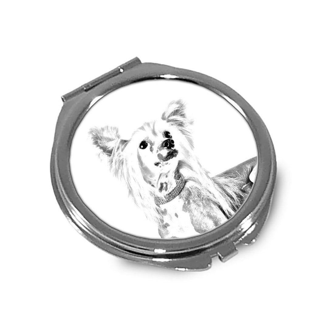 Chinese Crested Dog Pocket Mirror, Sketch Style Graphic of a Dog. Two ...