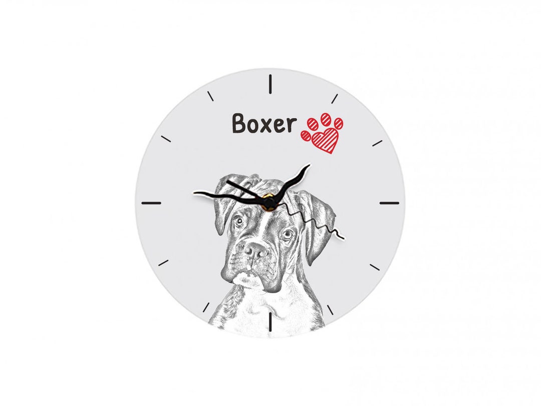 A Clock With a Dog, Boxer, MDF Clock, a Wall and Table Clock for Dog ...