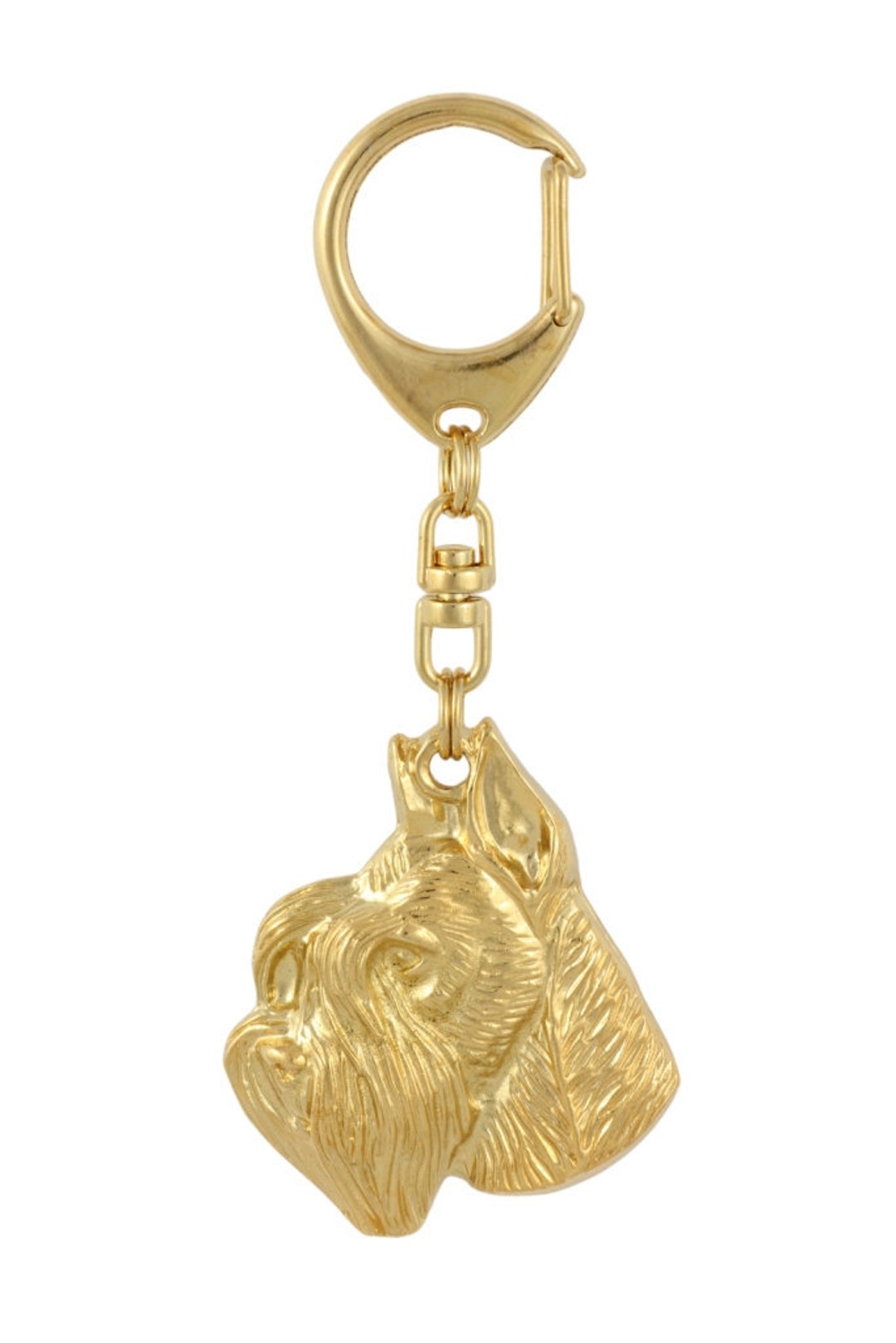 Schnauzer Keyring, Gold Plated Keychain, Key Ring With a Dog, Solid Key ...