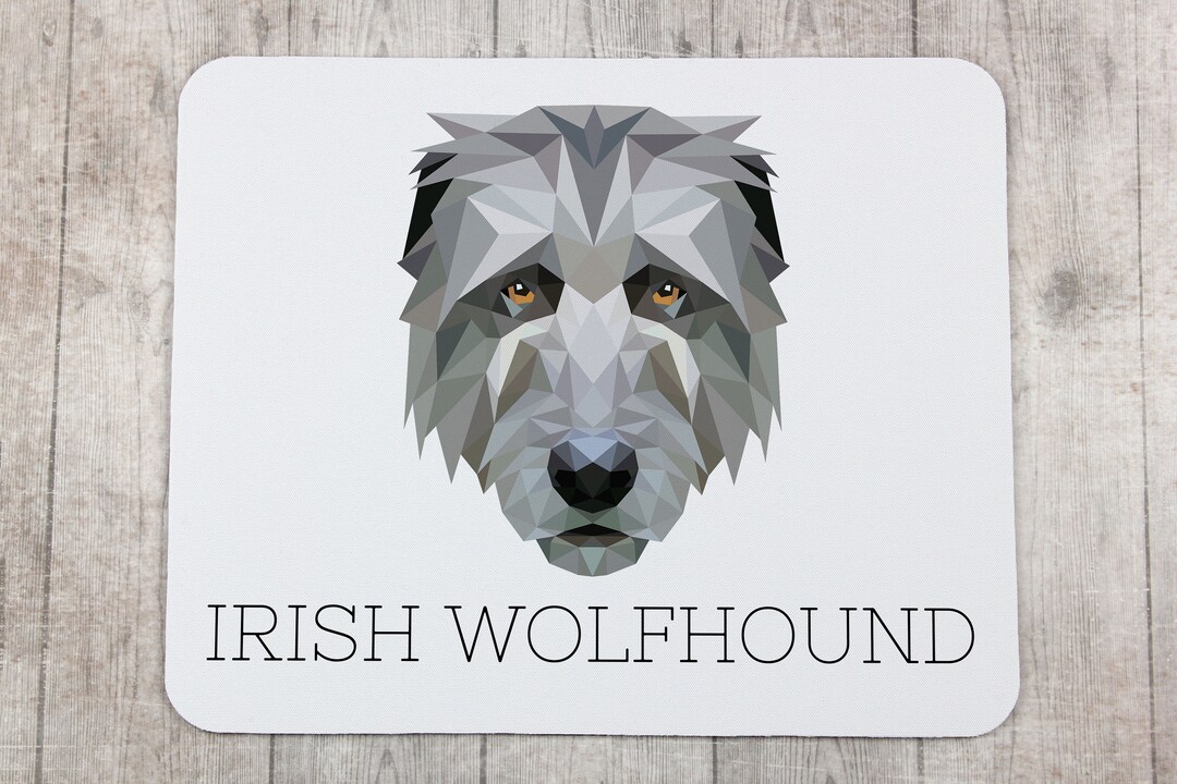A Computer Mouse Pad With a Geometric Dog,irish Wolound. Mousepad ...