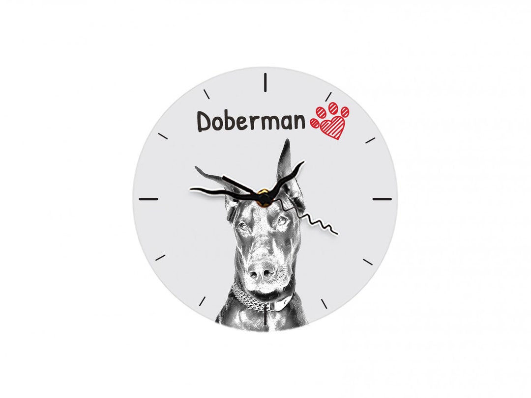A Clock With a Dog, Doberman, MDF Clock, a Wall and Table Clock for Dog ...