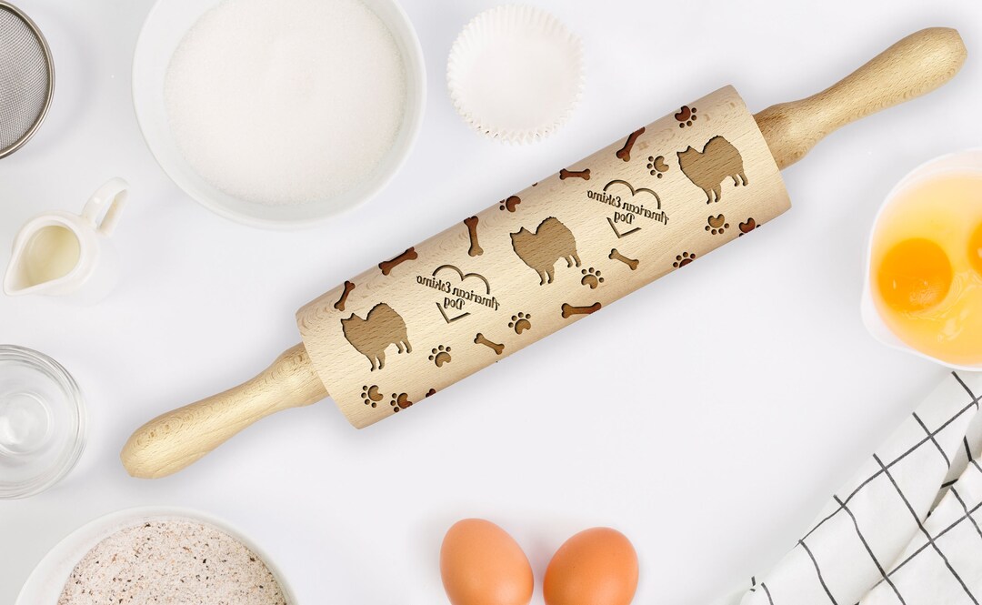 Love American Eskimo Dog Rolling Pin for Cookies With Dog, Engraved ...