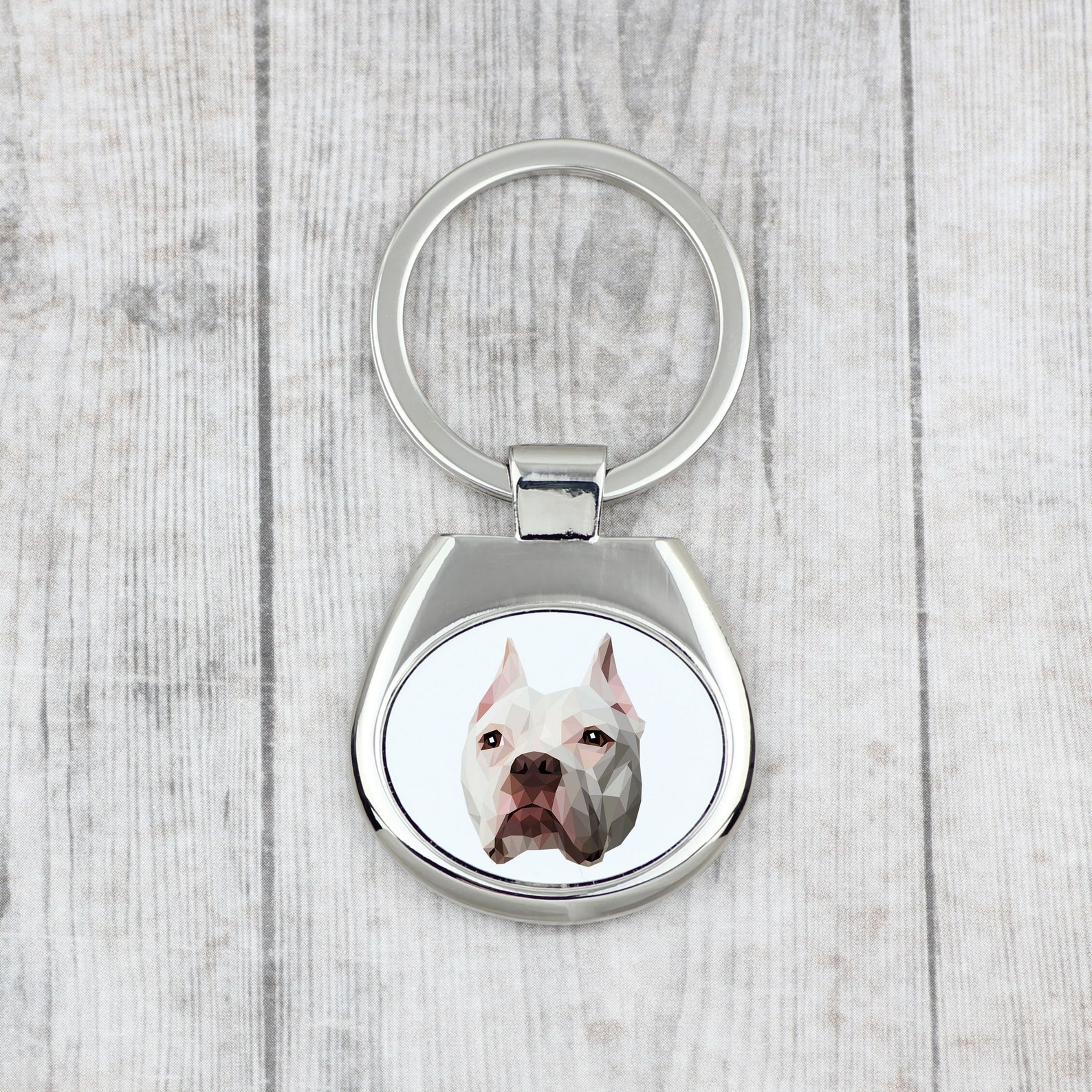 Geometric Pit Bull Keyring Keychain With a Dog Key Ring - Etsy