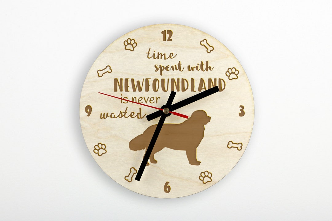 Newfoundland A Clock With a Dog, Wooden Clock, Wall Clock for Dog ...
