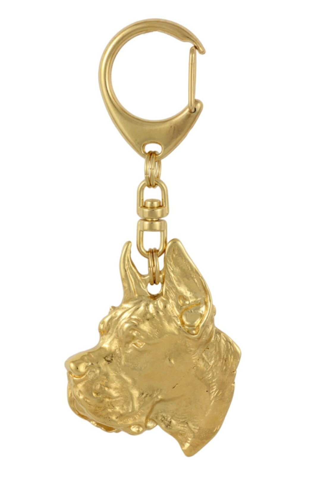 Great Dane Keyring, Gold Plated Keychain, Key Ring With a Dog, Solid ...
