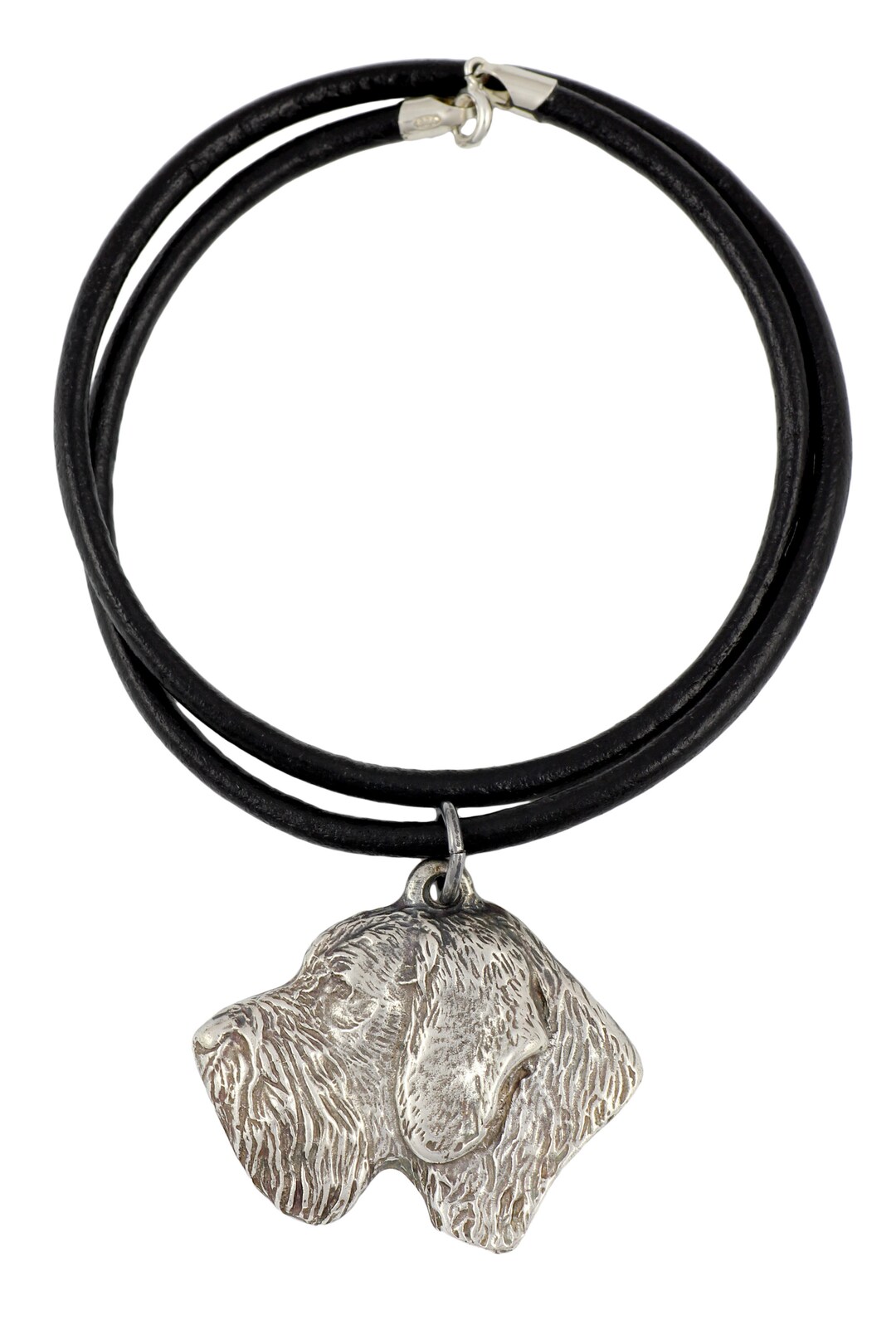 German Wirehaired Pointer Necklace, Silver Plated Dog Pendant on a ...