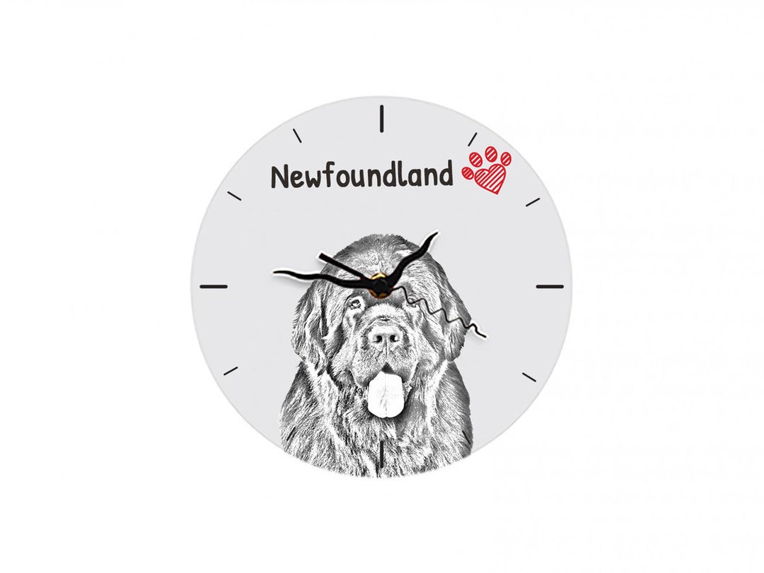 A Clock With a Dog, Newfoundland, MDF Clock, a Wall and Table Clock for ...