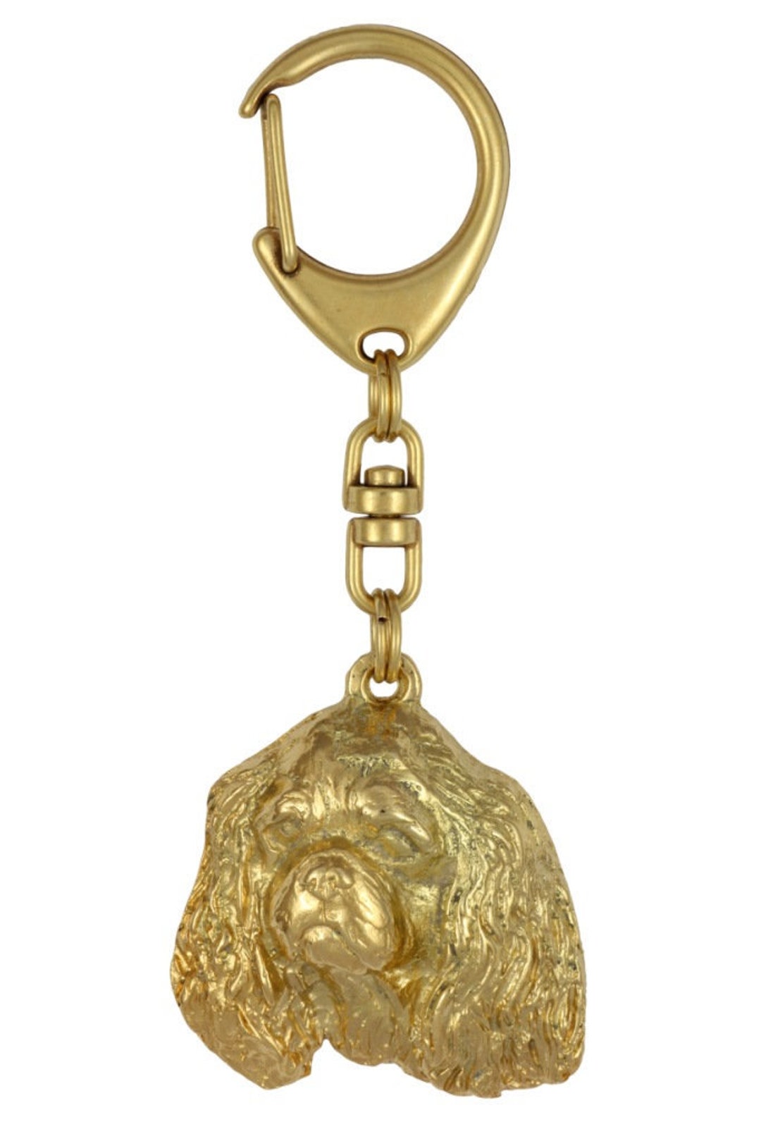 Cavalier Keyring, Gold Plated Keychain, Key Ring With a Dog, Solid Key ...
