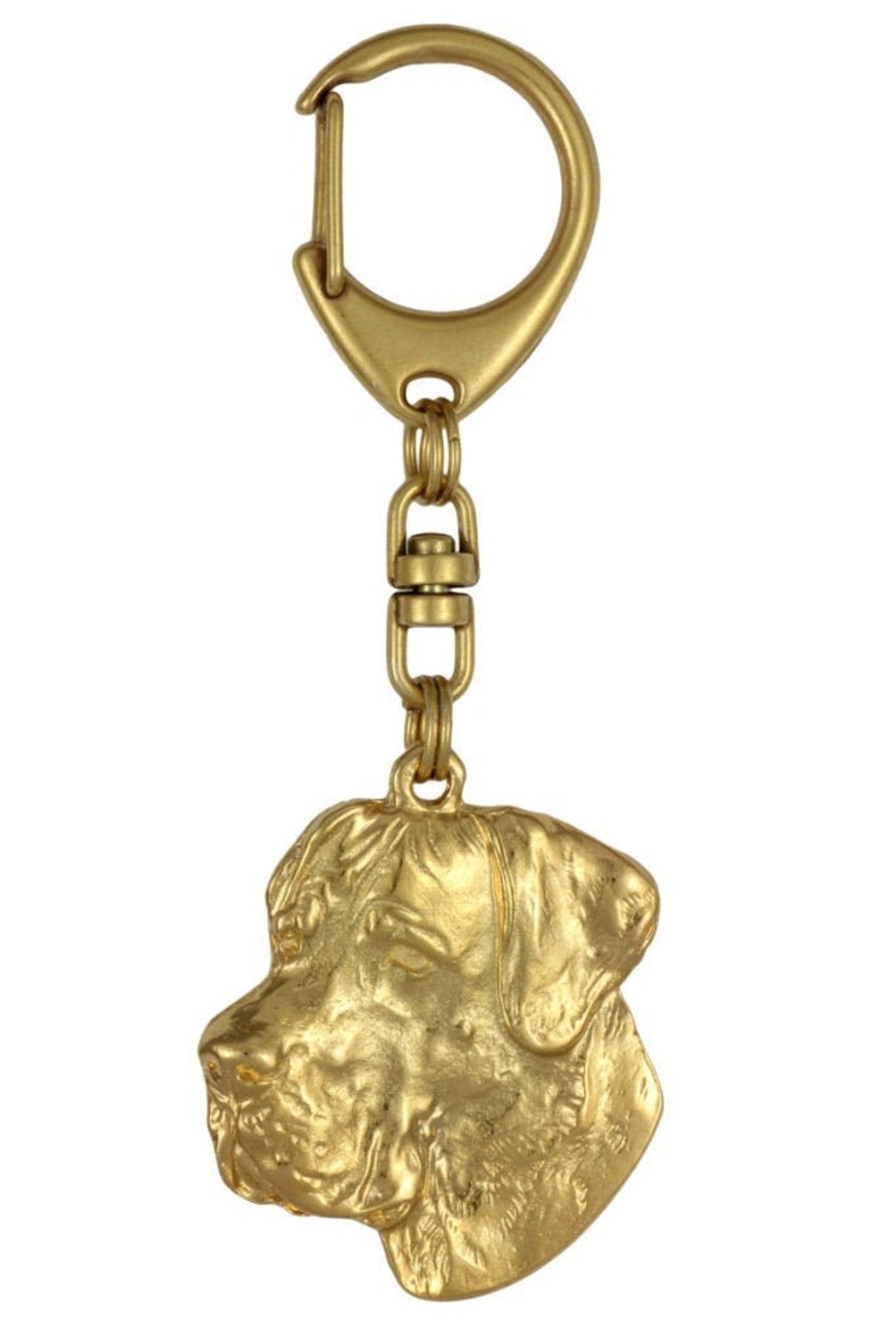 Deutsche Dogge Keyring, Gold Plated Keychain, Key Ring With a Dog ...