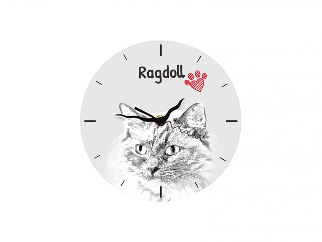 A Clock With a Cat, Ragdoll, MDF Clock, a Wall and Table Clock for Cat ...