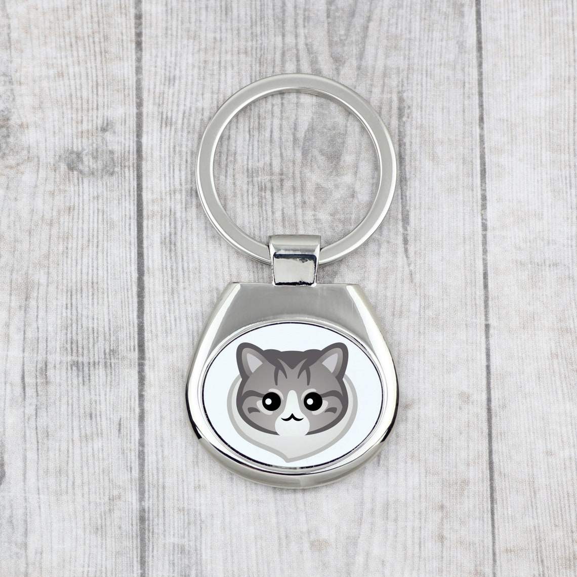 Geometric Norwegian Forest Keyring Keychain with a cat Key | Etsy