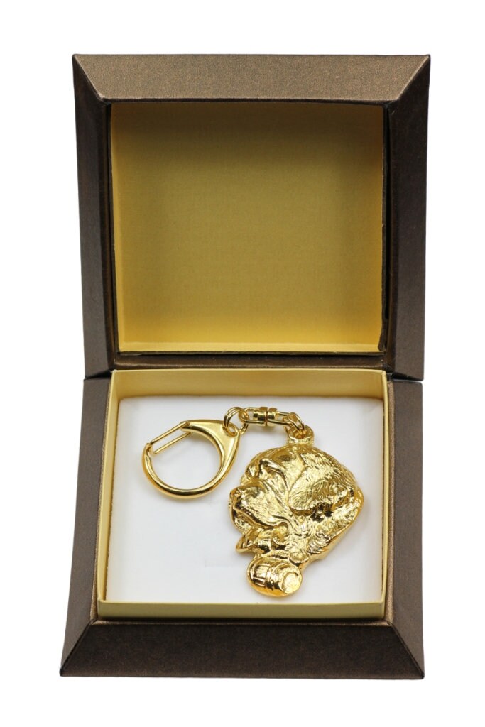 Saint Bernard Keyring Gold Plated Keychain Key Ring With a - Etsy UK