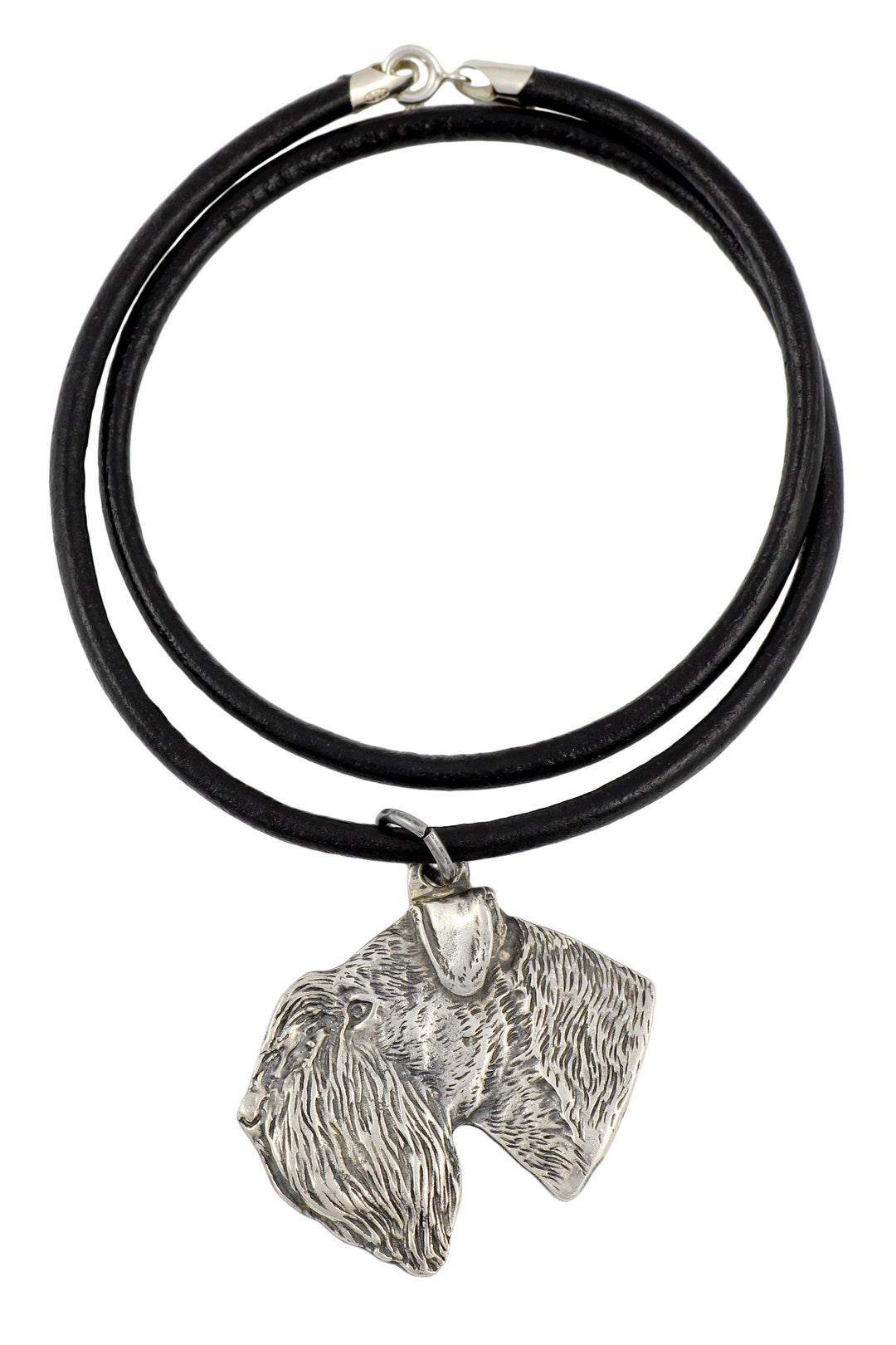 Collar de Schnauzer, colgante de perro bañado en plata con cordón de ...