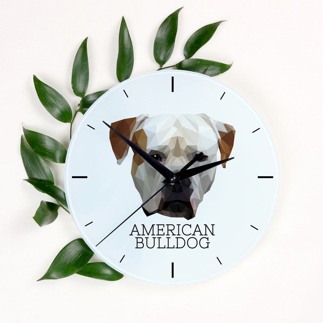 A Clock With a Dog, American Bulldog, Glass Clock, a Wall Clock for Dog ...