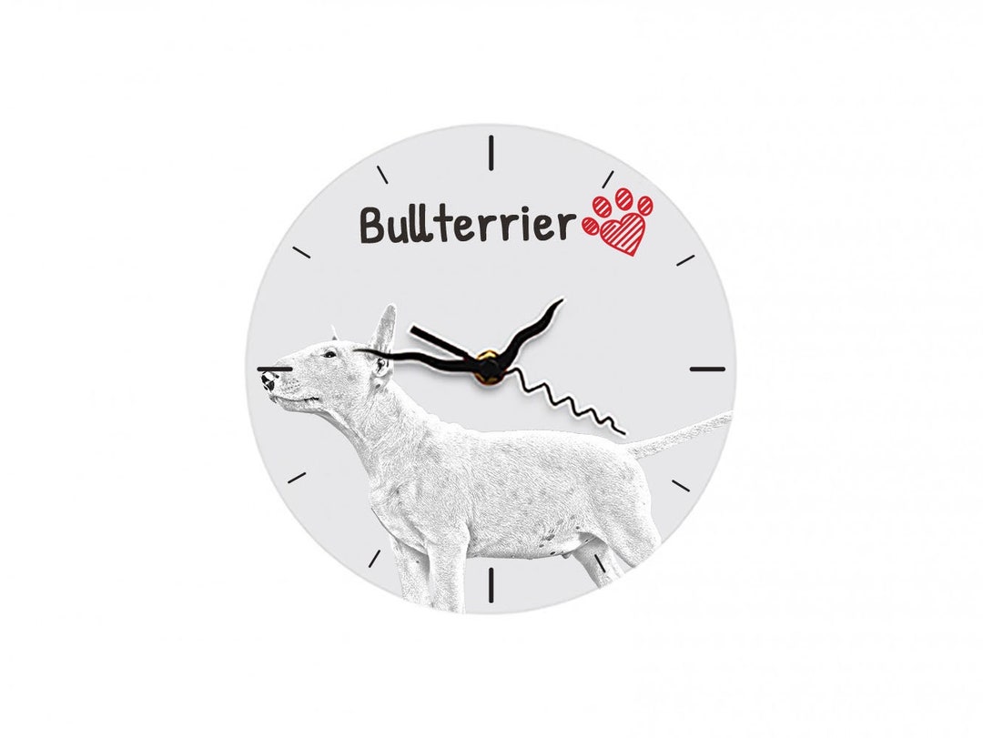 A Clock With a Dog, Bullterrier, MDF Clock, a Wall and Table Clock for ...