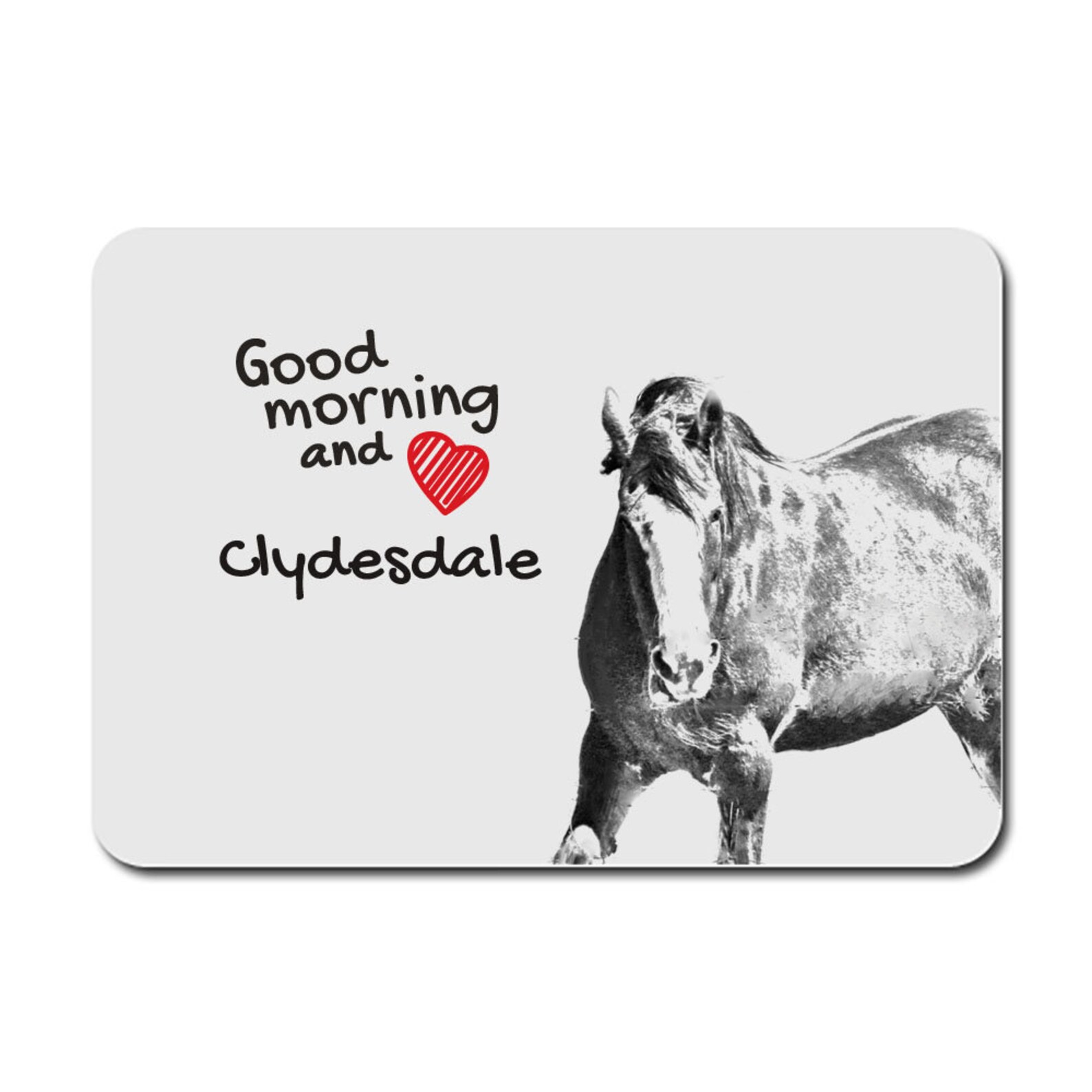 Clydesdale A Computer Mouse Pad, Sketch Style Graphic With a Horse ...