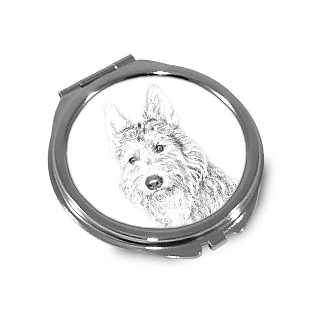 Berger Picard Pocket Mirror, Sketch Style Graphic of a Dog. Two Mirrors ...