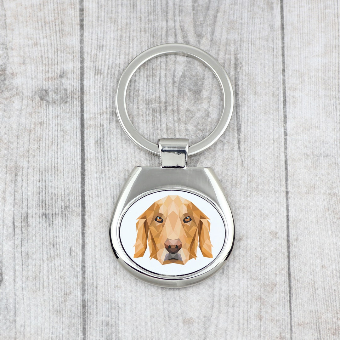 Geometric Golden Retriever Keyring, Keychain With a Dog, Key Ring ...