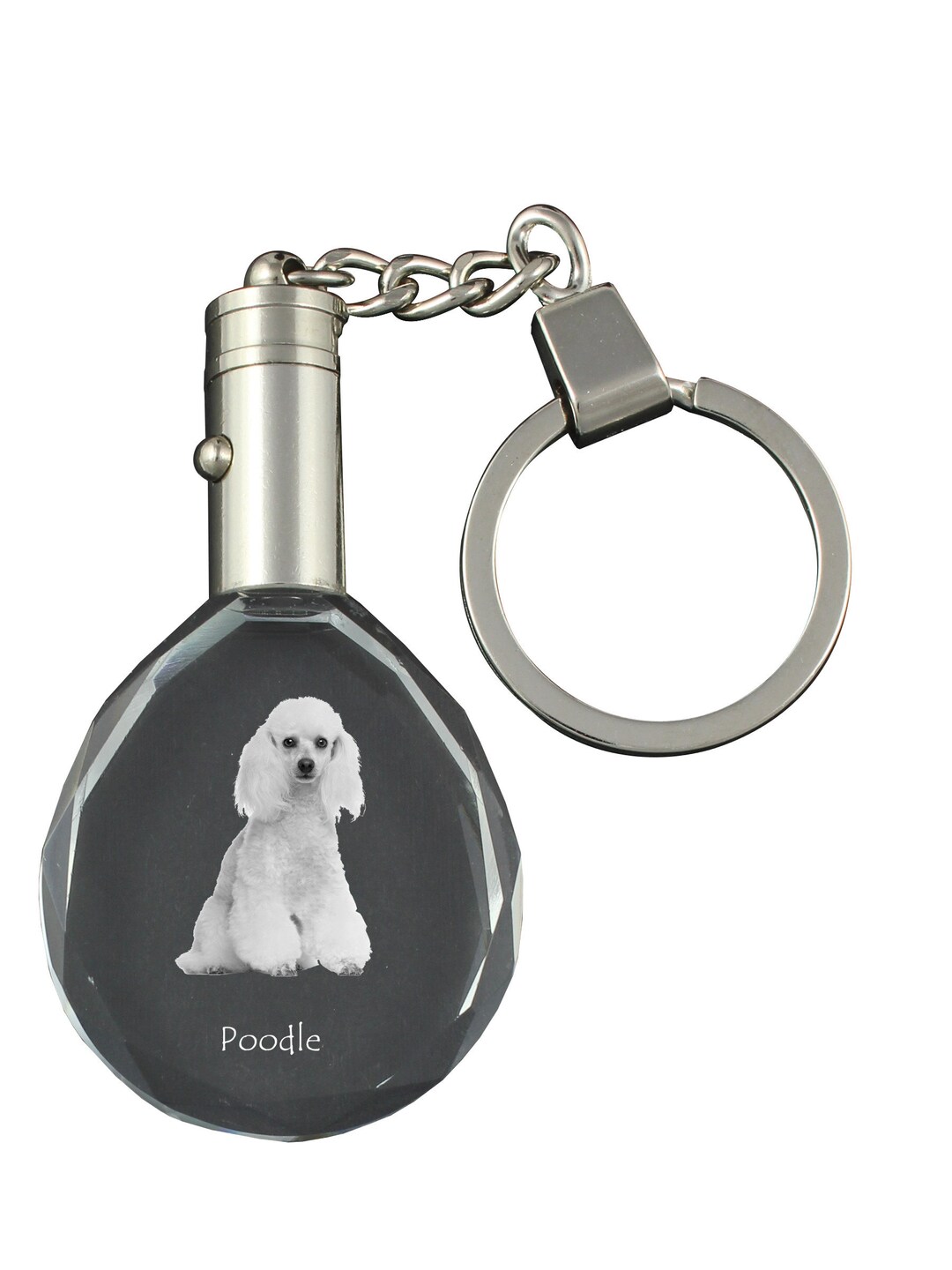 Poodle Crystal Keyring With a Dog, Engraved Crystal Key Ring, Custom ...