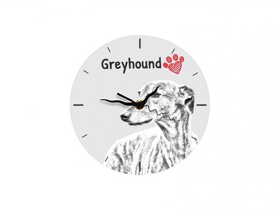 A Clock With a Dog Greyhound MDF Clock a Wall and Table | Etsy