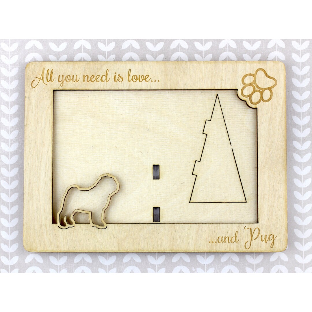 Pug Photo Frame, Engraved Frame, Custom Picture Frame, Personalized ...