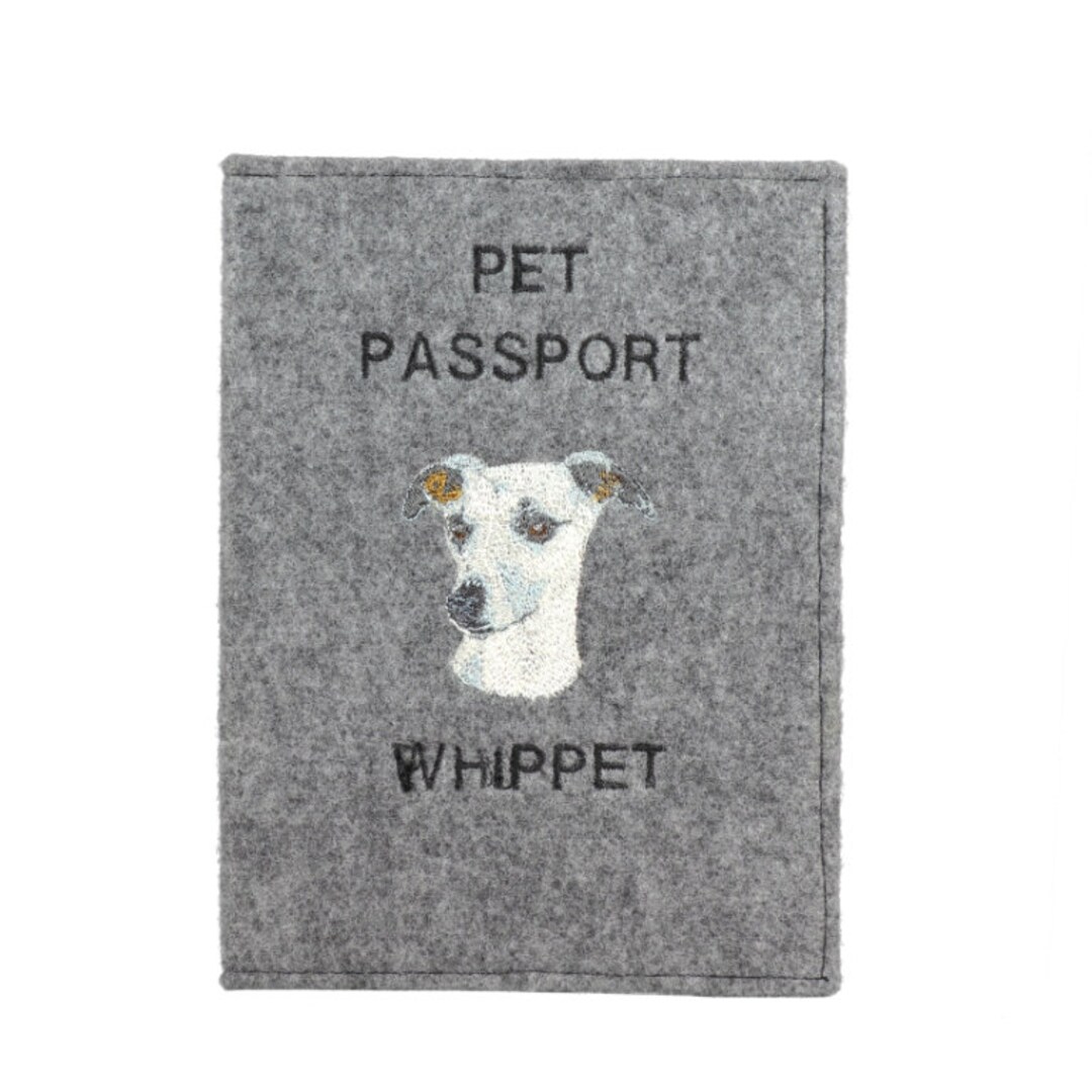 Whippet Passport Holder, Dog Passport Wallet, Embroidered Felt Document ...