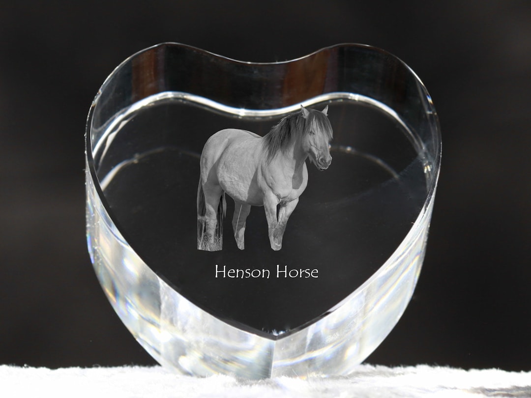 Henson Horse Crystal Heart With a Horse, Engraved Crystal Heart, Custom ...