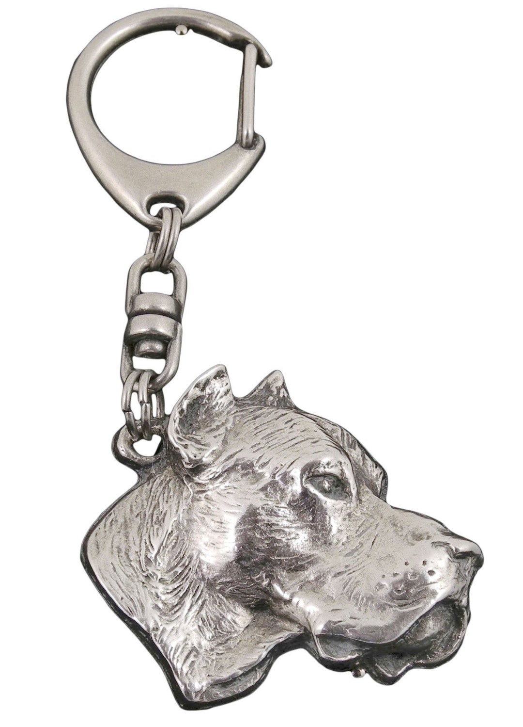 Dogo Argentino Keyring, Silver Plated Keychain, Key Ring With a Dog ...