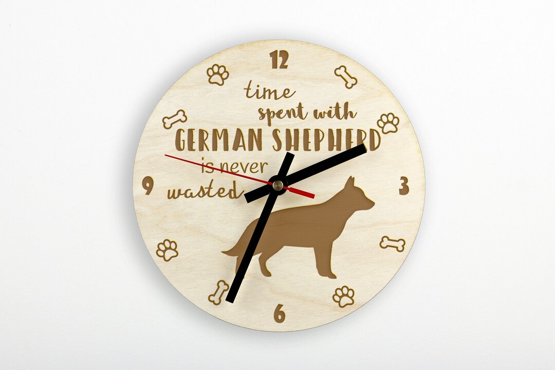 German Shepherd A Clock With a Dog, Wooden Clock, Wall Clock for Dog ...