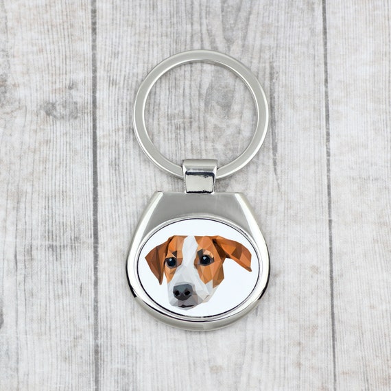Geometric Jack Russel Keyring Keychain with a dog Key ring | Etsy