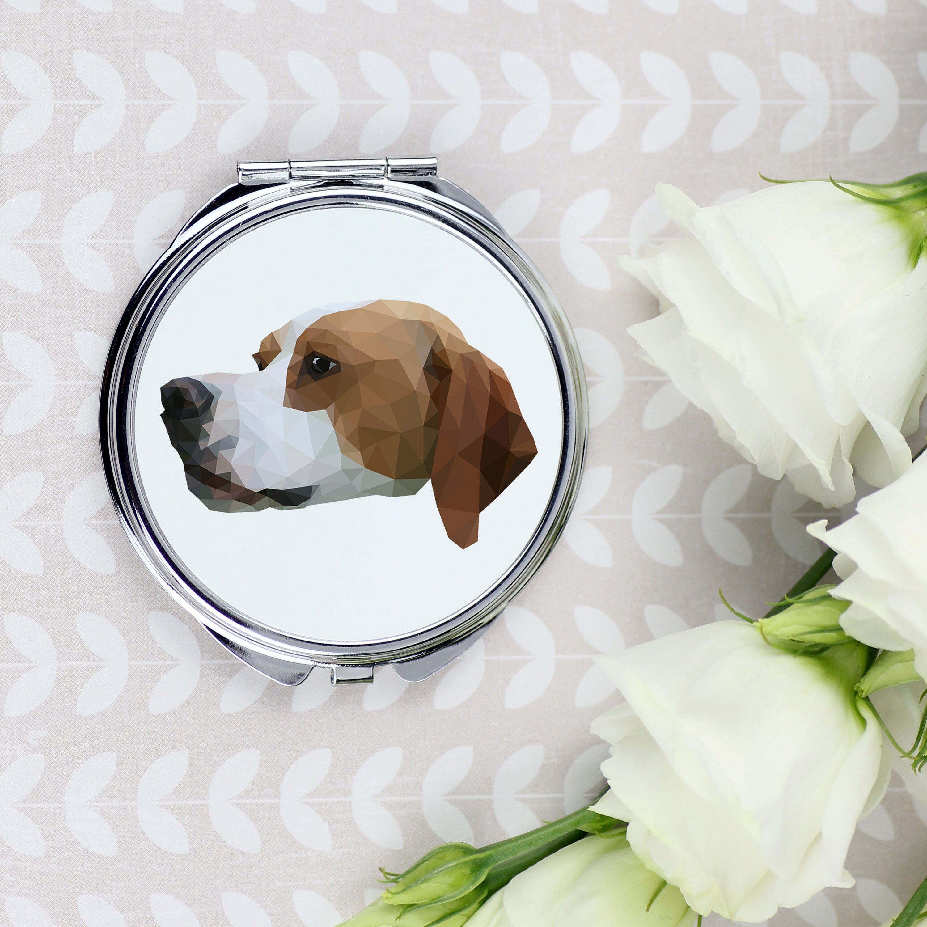 Pocket mirror with a geometric dog Pointer. Two mirrors | Etsy